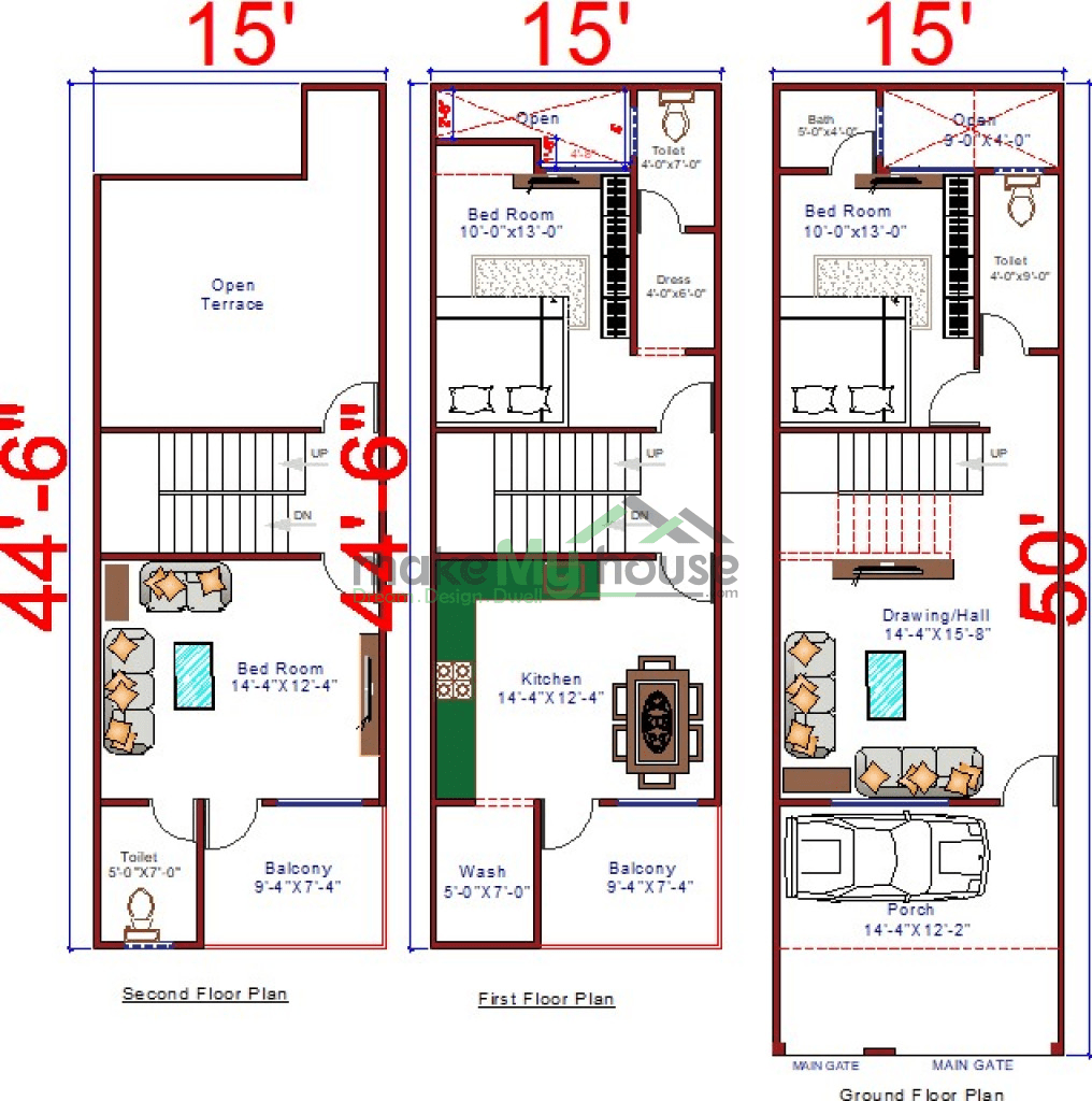 Great 15X50 Home Plan Ideas - House Floor Plans
