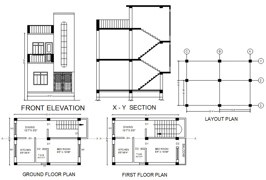 Most Inspiring Residential Building Plan Section Elevation References ...